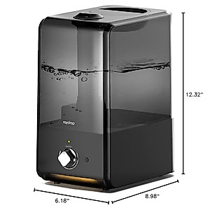 raydrop Humidifiers for Bedroom (6.5L), Ultrasonic Cool Mist Humidifiers for Large Room, Home, Plant, Quiet Air Vaporizer with Night Light, Easy to Clean, 42h Work Time, Auto Shut-Off (Black)