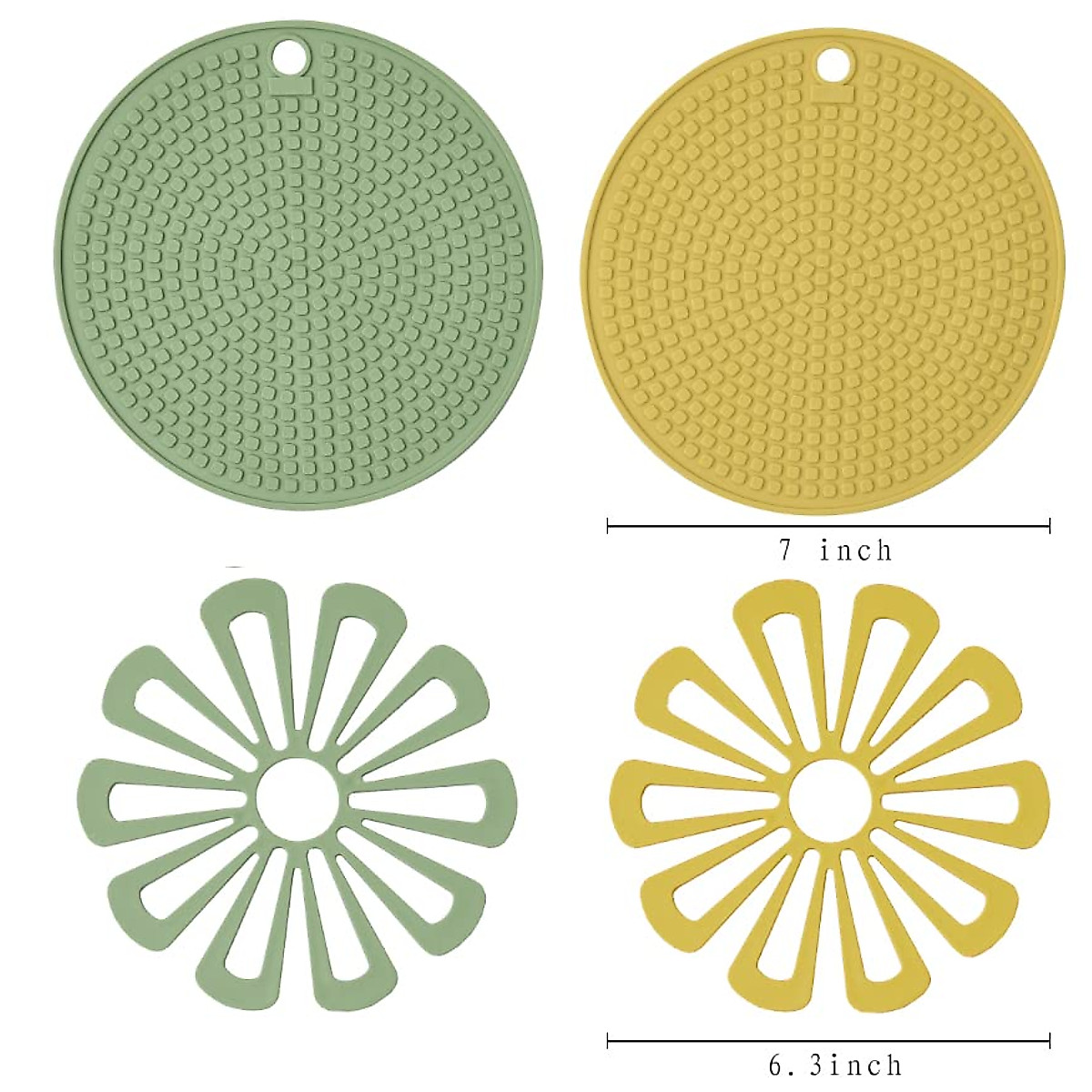 4PCS Silicone Trivet Mat, Heat Resistant Pot Holders, Multipurpose Non-Slip Kitchen Hot Pads for Countertops & Tables, Kitchen Trivets for Hot Dishes & Cookware, Hot Pot Holder for Pots & Pans