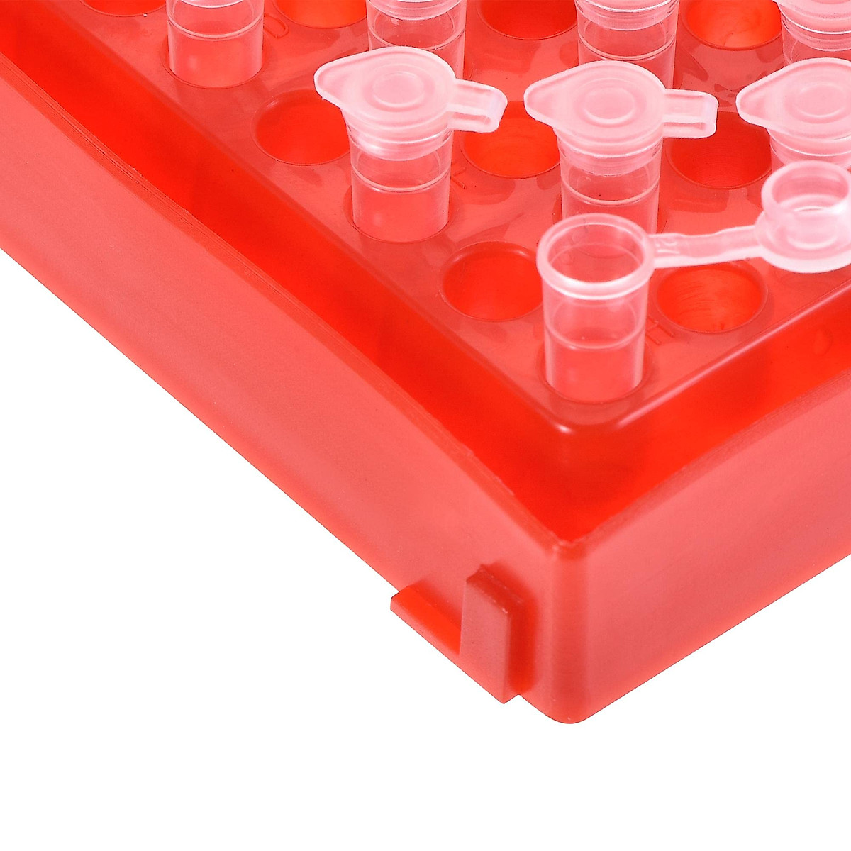 uxcell Centrifuge Tube Rack Storage Box, 96-Well 5.5mm Hole Dia Polypropylene Holder for 0.2ml Microcentrifuge Tubes Vials Samples, Blue Yellow Red 3in1 Set