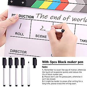 Glarks 8Pcs 10x12inch Colorful Acrylic Film Directors Clapboard Set, Plastic Film Clapboard Cut Action Scene Clapper Board with 5 Marker Pens, Hex Wrench and Blackboard Eraser