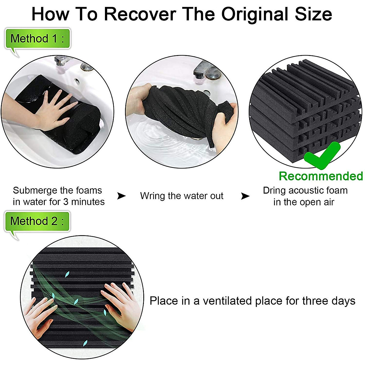 Acoustic Studio Absorption Foam Panel 24 Pack 2'' X 12'' X 12'' Broadband Sound Absorber-Sound Proof Padding Soundproofing Studio Foam -Periodic Groove Structure (24 Square Feet Black)