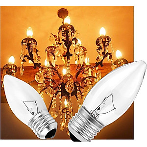 lingruiyi 40W Incandescent Torpedo Tip Chandelier with Crystal Clear Incandescent Light Bulbs,Flame Tip Light Bulbs, Tip Light Bulb and Medium E26 Candelabra Base (8PACK)