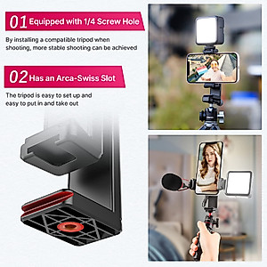 ULANZI ST-22 Phone Tripod Adapter Mount, Adjustable Cell Phone Holder with 2 Cold Shoe, Universal Smartphone Clamp, Vertical Horizontal Bracket for iPhone, Samsung Galaxy and All Phones