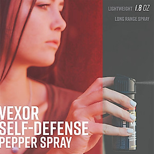 Vexor Self Defense Pepper Spray with Holster Maximum Police Strength, 20-Foot Range, Full Axis (360°) Capability, Flip Top Safety for Accurate Aim, Protection for Women and Men, ZARC International.