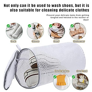 Giantree 2 Pack Shoe Washing Machine Bags, Honeycomb Mesh Shoe Laundry Bag with Zipper 360° Wrap-around Cleaning for Sneakers Running Shoes, Mesh Laundry Bags for Delicates for Sock Lingeries Clothes