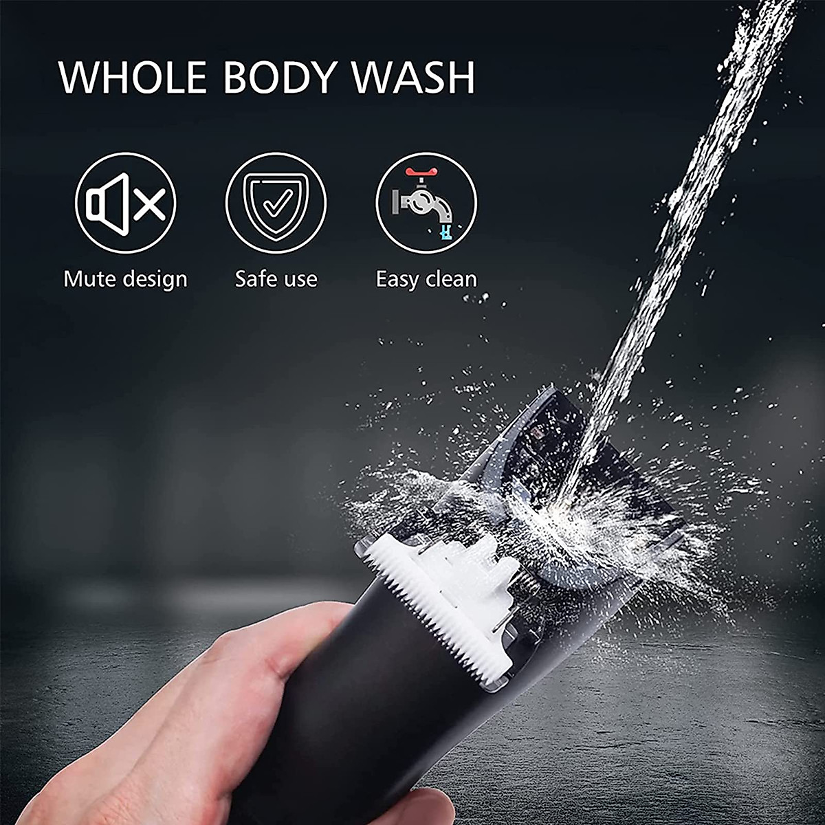 MOKEMAKE Men's Body Hair Trimmer - Electric Razor Shavers, Waterproof, IPX7, for Pubic Hair Trimming, with Charging Dock