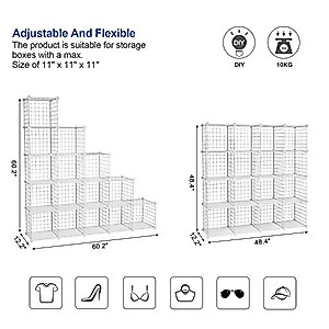 SONGMICS 16-Cube Shelves Organizer, Modular Bookcase, DIY Closet Cabinet Shelf White ULPI44W