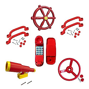 MERIGLARE Playground Equipment Outdoor Playset Steering Wheel Easy to Install Toy Phone Pirate Ship Parts Swingset Attachments for Backyard Kids Gifts