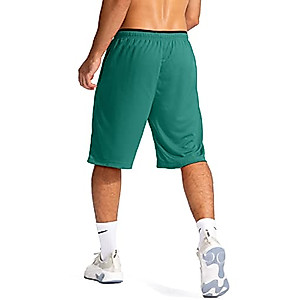 G Gradual Men's Basketball Shorts with Zipper Pockets Lightweight Quick Dry 11" Long Shorts for Men Athletic Gym(Green,L)