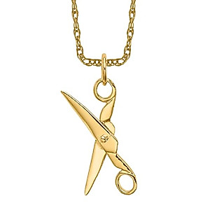 IceCarats 14K Yellow Gold Dangling Scissors Necklace Charm Pendant 26mm x 15mm Only