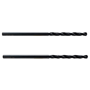 MAXTOOL 1/4"x6" 2pcs Identical Aircraft Extension Drills HSS M2 Extra Long Deep Twist Drill Bits Straight Shank Fully Ground Black; ACF02B06R16P2