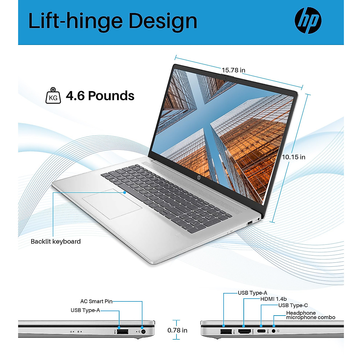 HP 17.3 Laptop, 2023 Best Laptop for Working, 17.3" FHD Display, Intel Core i5 1335U Processor up to 4.6GHz, 32GB RAM, 1TB SSD, Intel Iris Xe Graphics, Wi-Fi 6, Backlit Keyboard, Windows 11 Home