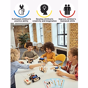 Poraxy STEM Model Car Kits, Toys for Boys Age 8-12, 5 in 1 Kids Wood Building Kit 8-10, 3D Wooden Puzzles, Educational Science Crafts Kits, Birthday Gifts for 8 9 10 11 12 13 14 Years Old Boys