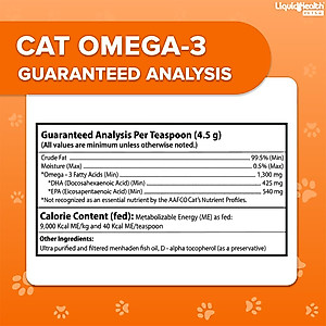 Liquid Health Pets Purr-Fection Omega 3 Fish Oil for Cats - Liquid Omega 3 for Cats with EPA+DPA+DHA, Cat Omega 3 Supplement May Reduce Itching, Support Joint, Immunity, Brain, Heart Health (8 Oz)