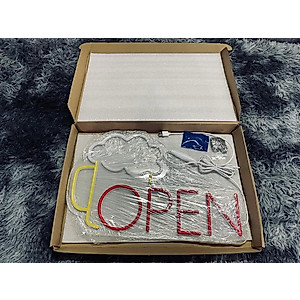 Beer Open Neon Sign Beer Signs for man cave Beer neon sign beer cocktail Beer decor Led light Party Decoration Bar Beer sign Neon Beer Signs Alcohol neon sign beer cave sign Beer light up (Red, Yellow and White, 17x11'')