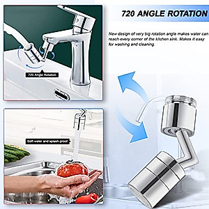 FATEE 2 Packs 720 Degree Swivel Sink Faucet Aerator, Kitchen Sink Aerators, Faucet Attachment with 2 Water Outlet Mode, Universal Rotating Faucet for Kitchen/Bathroom Face, Eye, Wash and Gargle