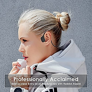 Vounel X5 Pro - Premium Bone Conduction Open-Ear Bluetooth Headphones - Sweat Resistant Sports Headphones - 6+ Hours Playtime Headset for Music/Gaming//Running/Working (Grey)