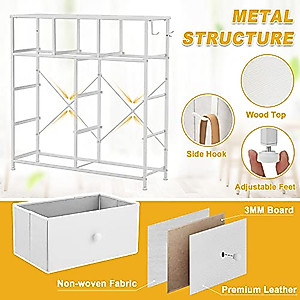 Sapodilla 9 Drawers Dresser for Bedroom,Chest of Drawers with Metal Frame Side Hook Wood Top,Large Capacity Closet Dresser in Living Room Hallway Nursery Storage Room (White, 9 Drawers)