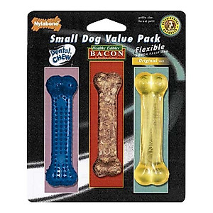 Nylabone Small Dog Value Pack 1ea Dental Chew/Edible Bacon/Flexi Original