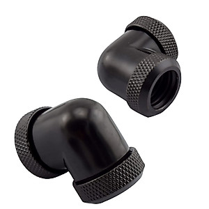 SDTC Tech 4-Pack 90 Degree Fitting Hand Twist Elbow for 10mm ID, 14mm OD Metal and PETG Rigid Tubing Computer Water Cooling System Connectors