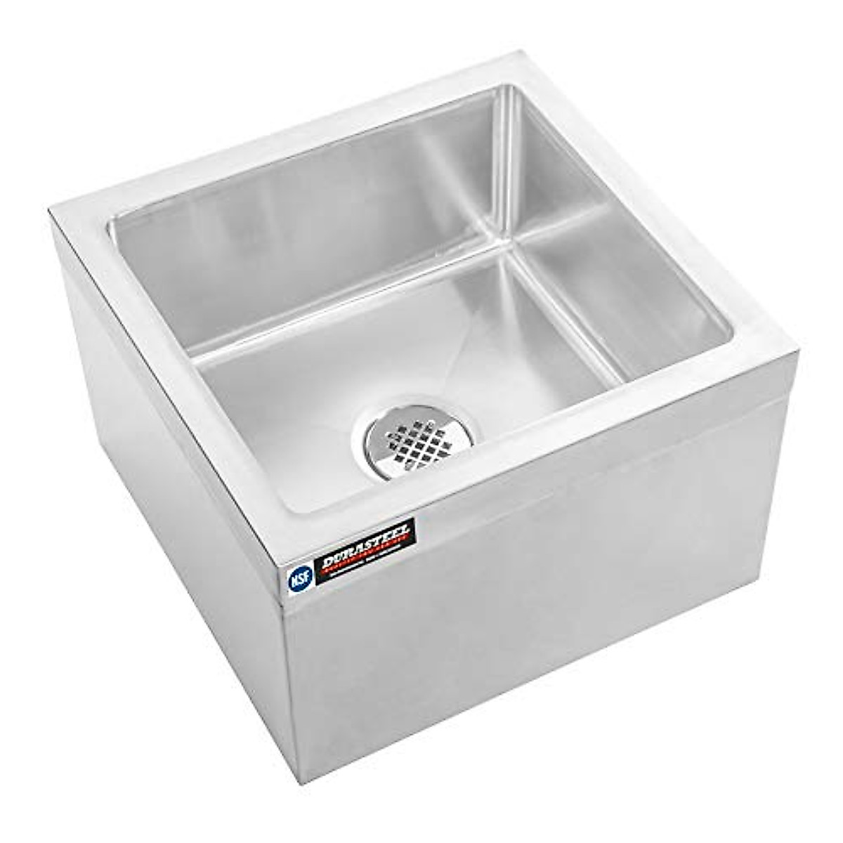 DuraSteel Stainless Steel Floor Mount Mop Sink/Basin with Sink Drainage/Strainer - NSF Certified - 24" W x 24" L x 13" H (Commercial kitchen, Restaurant, Business, Garages, Basements)