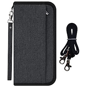 MUKEMUHE Travel Passport Holder Wallet Family Passport Documents Organizer with Upgrade All-round RFID Blocking for Family 6 Men & Women Black Large