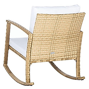 Safavieh Outdoor Collection Daire Natural/White Cushion Rocking Chair PAT7721D