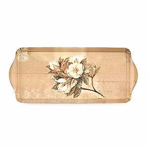 Pimpernel Sugar Magnolia Collection Sandwich Tray | Serving Platter | Crudité and Appetizer Tray | Made of Melamine | Measures 15.1" x 6.5" | Dishwasher Safe