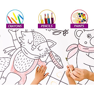 Wiooffen 2pcs Giant Thanksgiving Coloring Tablecloth Posters Activity 82”x 47” for Kids, Autumn Big Fall Paper Color-in Poster Table Cover Arts and Crafts for Kids Preschool Kindergarten Classroom