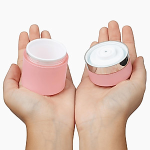 Pink 3 pack Airless Pump Jar - 1oz/30ml Refillable Bottle Empty Cosmetic Cream Jar for Moisturizer Container - Airless Pump Bottle Push Moisturizer Pump Dispenser for Lotion Drunk Elephant Containers