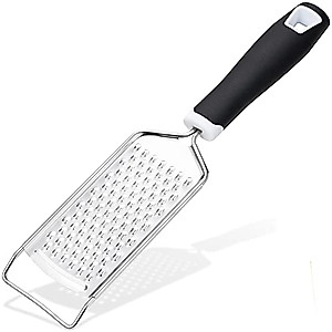 Rainspire Professional Cheese Graters for Kitchen Stainless Steel Handheld, Metal Lemon Zester Grater With Handle For Cheese, Chocolate, Spices, Kitchen Gadgets And Tools, Soft Grip Handle, Black