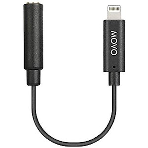 Movo IMA-2 3.5mm TRS to Lightning iPhone Headphone Adapter - Apple Headphone Adapter for iPhone - iPhone Aux Adapter for Mics and Headphones - 3.5 mm TRS Audio Cable to Lightning Adapter for Apple