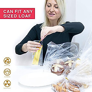 Bread Bags with Ties, Reusable, 100 Clear Bags and 100 Ties, Bread Bags For Homemade Bread And Bakery Loaf Adjustable Reusable (100)