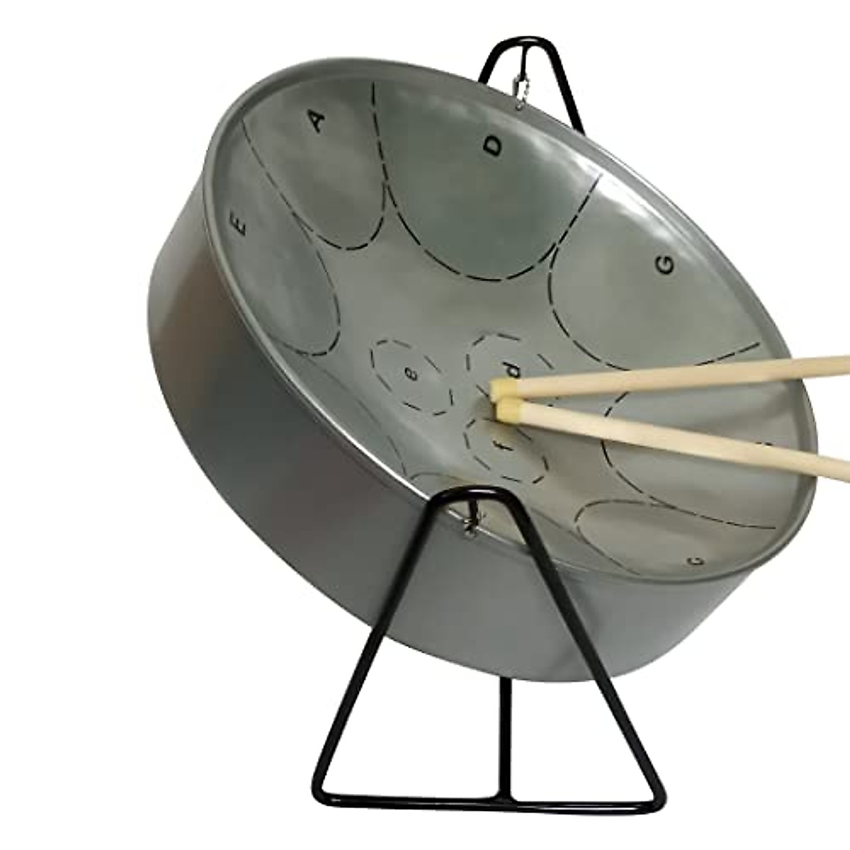 Miniature Steelpan (Steel Drum) 12 Inch Diameter 11 Notes with Instructional Book with Music from Trinidad & Tobago - Silver