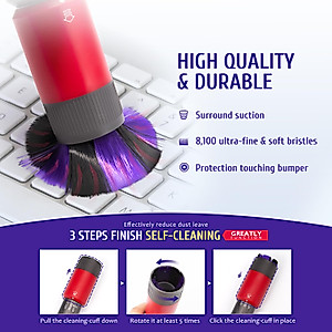 Dusting Brush + Flexible Extension Hose Compatible with Dyson Outsize V7 V8 V10 V11 V15 Vacuum Cleaner, Scratch-free Dusting Brush Bristle Dust Removal Brush, Cordless Vacuum Replacement Parts