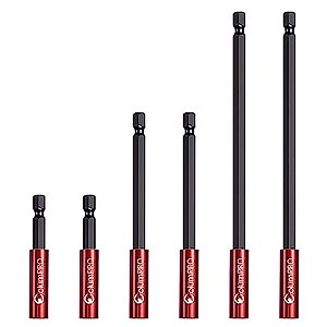 ColumPRO 6PCS Strong Magnetic Drill Bit Extension Holder for Impact Driver,1/4" Hex Shank S2 Steel Magnetic Screwdriver Extension,Straight Without Bending Drill Bit Extender,2, 4, 6-inch Extensions