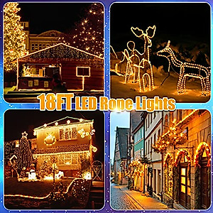 Afirst LED Rope Lights Outdoor 18FT - Warm White Fairy Lights Connectable IP65 Waterproof Outdoor Strip Lights for Home Decor, Garden, Bedroom, Patio, Holiday Decoration