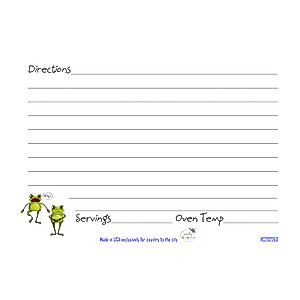 Frolicking Frogs 4x6" Recipe Card Tropical Fun Recipe Card Large Recipe Card Funny Frogs Summer Theme (Pack of 25)