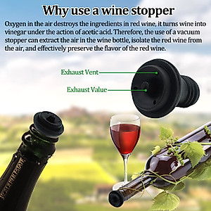 Wine Saver Vacuum Stoppers (15 Pieces), Improved type Resealable Wine Pump Vacuum Stoppers effectively, Maintain The Fresh Flavor of Wine, Suitable for Most Wine Pumps (Black)