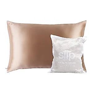 Slip Silk Love Me I'm Delicate Gift Set in Rose Gold - Includes One Queen Size 100% Pure 22 Momme Mulberry Silk Pillowcase and Wash Bag - Hypoallergenic Pillowcases for Hair and Skin Health