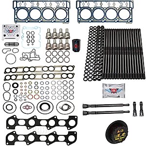 6.0L Revive Kit w/Aftermarket Studs OE Head Gaskets Oil Cooler Stand Pipes In Ex Gaskets HP Oil Rail Cups - Fits Ford 6.0L 6.0 Powerstroke Kit - 2005.5-2007 (20MM) - DK Engine Parts (20-3R)