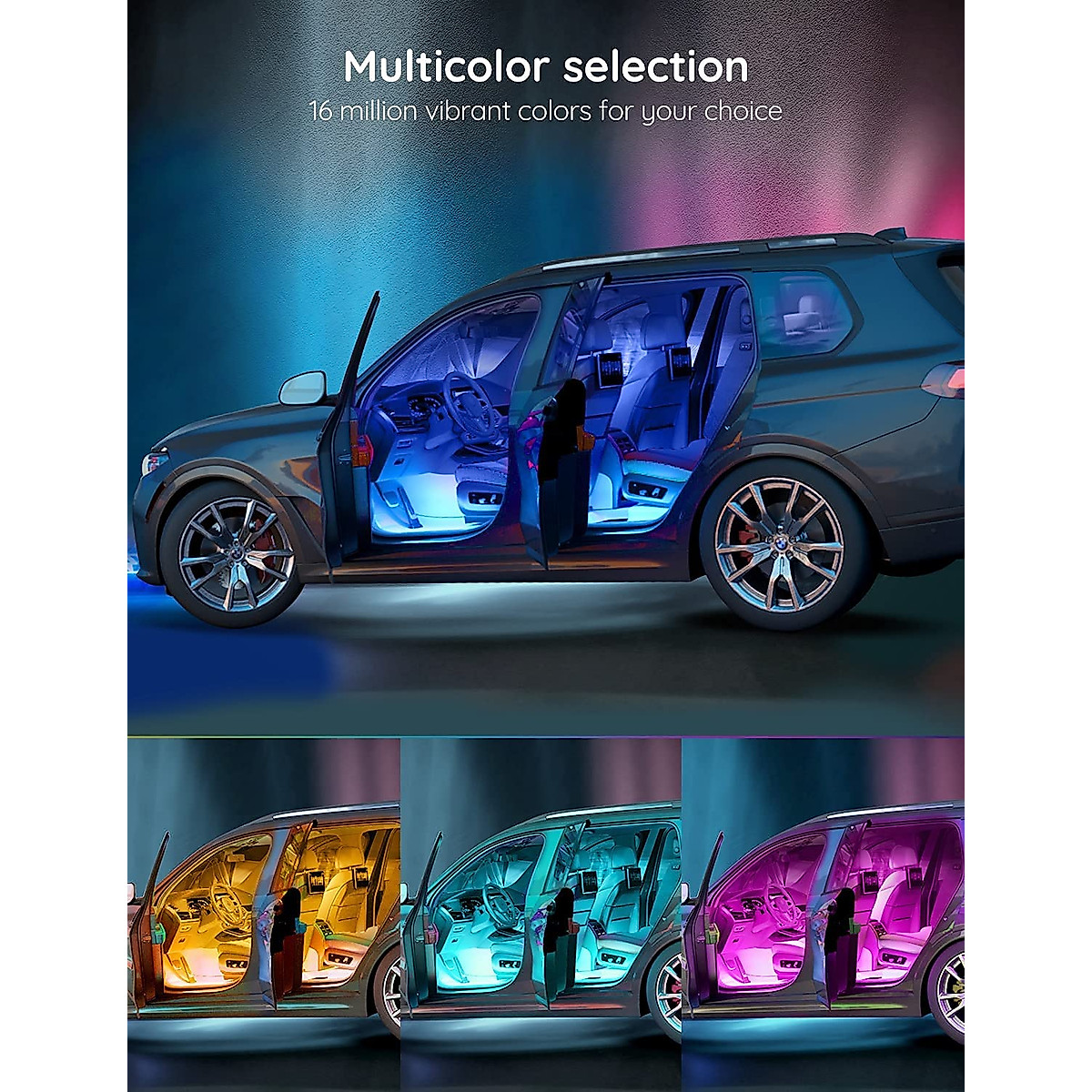 Govee RGB Interior Car Lights Bundle with Govee 8 pcs RGBIC Exterior Car Lights, App Control, DIY Mode and Music Mode