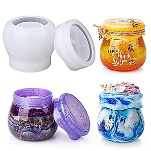 LET'S RESIN Jar Resin Molds Silicone, Pudding Jar Resin Molds with Lid, Epoxy Molds Silicone for Storage Bottle,Candle Holder,Candy Container, Epoxy Resin Casting Craft,Flower Pot, Gifts