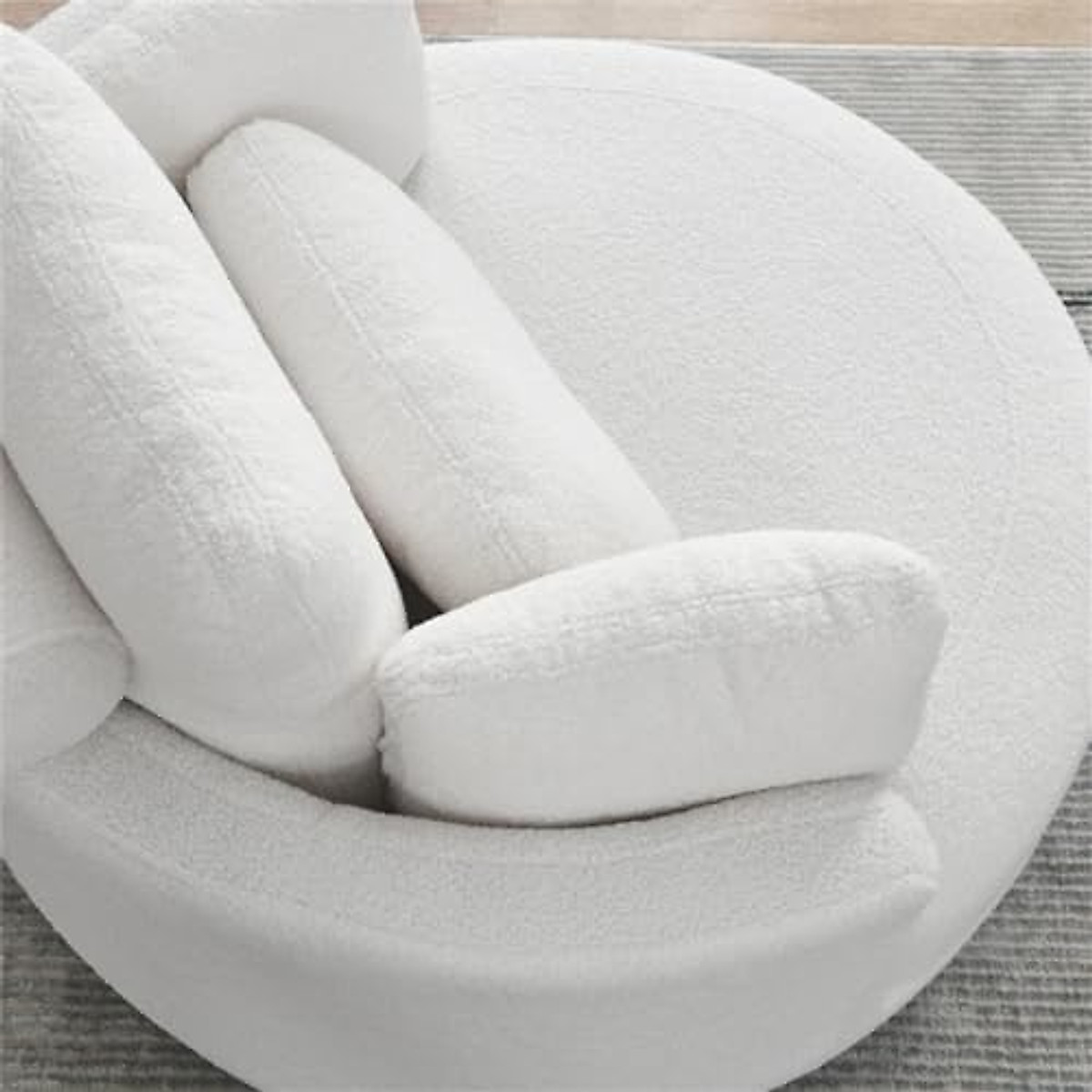 YASEZ 39" W Oversized Swivel Chair with Moon Storage Ottoman, Accent Round Loveseat Circle Swivel Barrel Chairs for Living Room