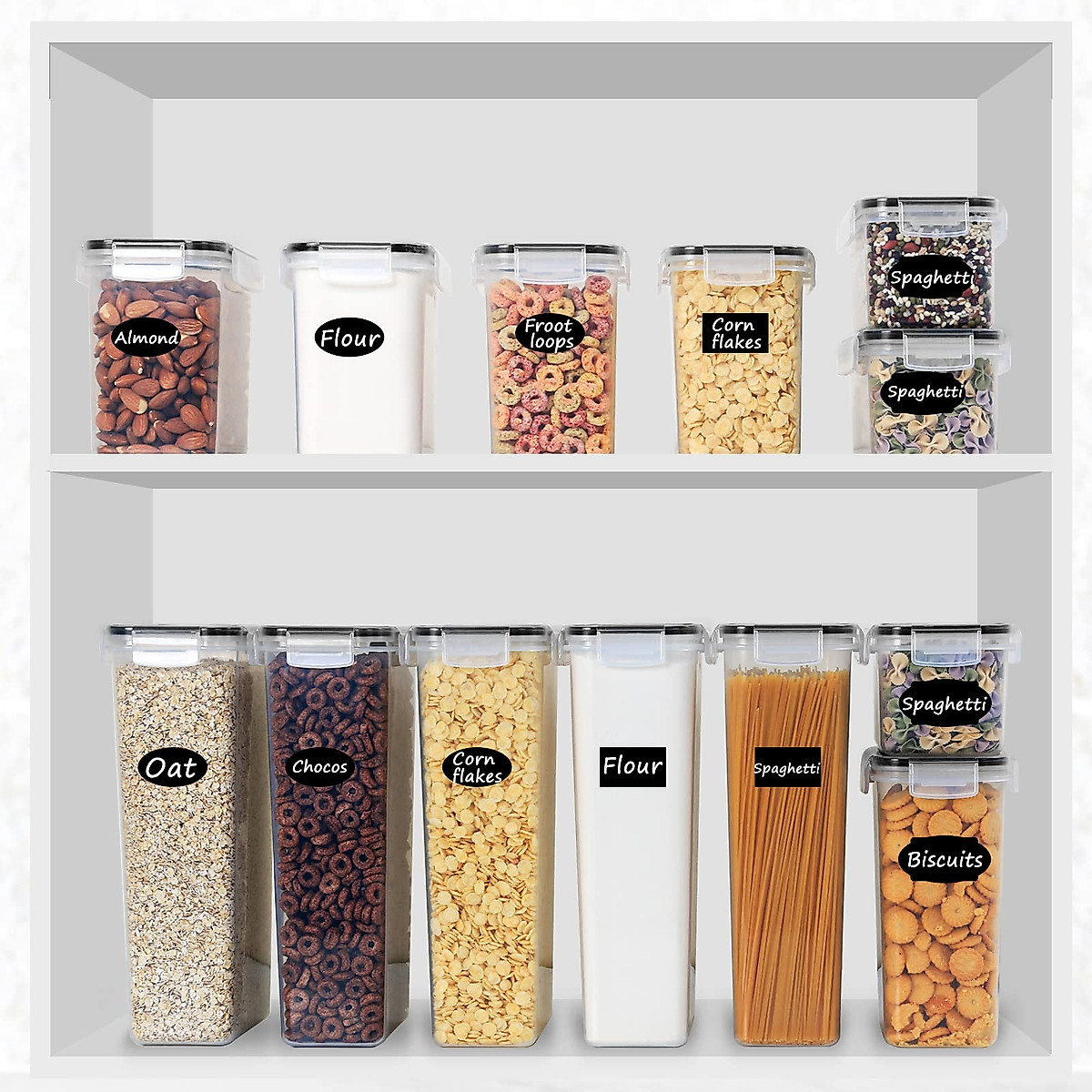 RAZCC Airtight Food Storage Containers Set, 36 PACK Cereal Storage Containers for Kitchen and Pantry Organization BPA Free Kitchen Canisters for Cereal, Rice, Flour & Oats, Free Marker and Labels