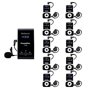 Retekess T130 Whisper Wireless Tour Guide System, Church Translation System, Clear Sound Quality, Translation Headset for Simultaneous Interpreting,Church (1 Transmitter 10 Receivers)