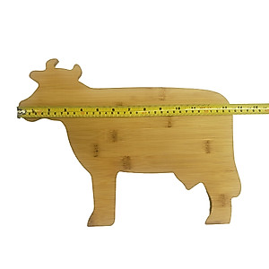(Set of 10) Animal Cow Shaped Bulk Plain Bamboo Cutting Boards (Set of 10) | For Customized Engraving | Wholesale Premium Blank Board