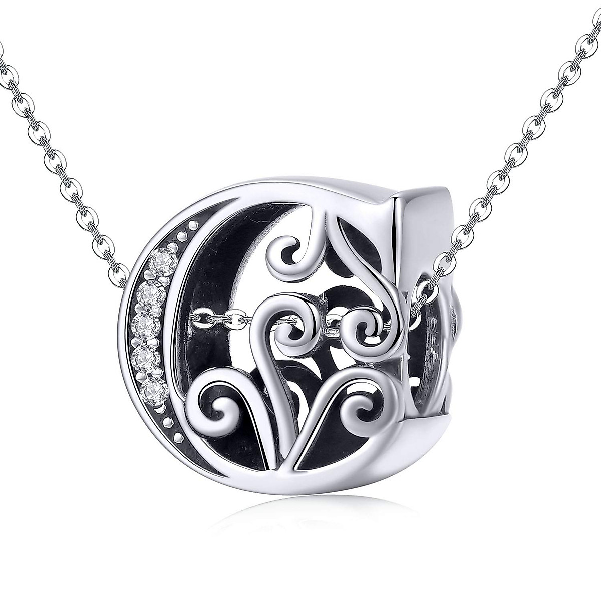 925 Sterling Silver Letter C Charms for Pandora Bracelets Alphabet Initial Beads Jewelry Gift for Women