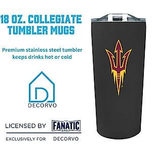 Decorvo Arizona State Sun Devils Tumbler - Black Double Walled Insulated Travel Thermos with Slide Lid - 18 oz
