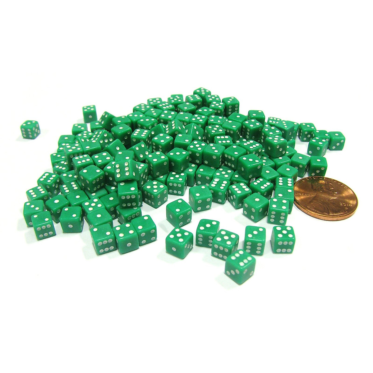 Koplow Games 200 Six Sided D6 5mm .197 Inch Die Small Tiny Mini Miniature Green Dice